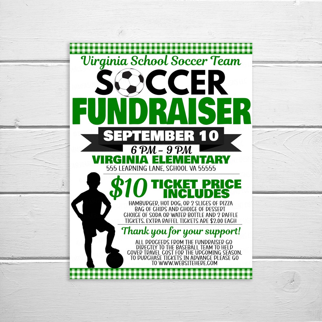 Soccer Fundraiser Flyer, Editable Printable PTA PTO Flyer, School ...
