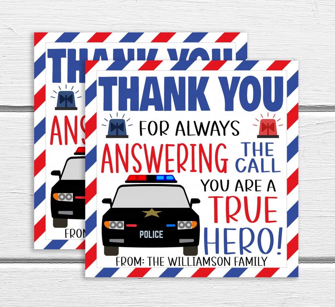 Police Appreciation Gift Tag Editable Template LEO Thank You - Etsy