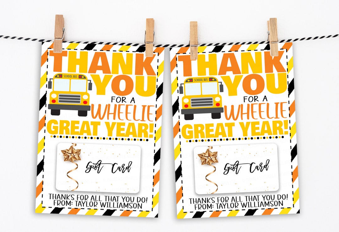 Bus Driver Appreciation Gift Card Holder, Thank You for A Wheelie Great ...