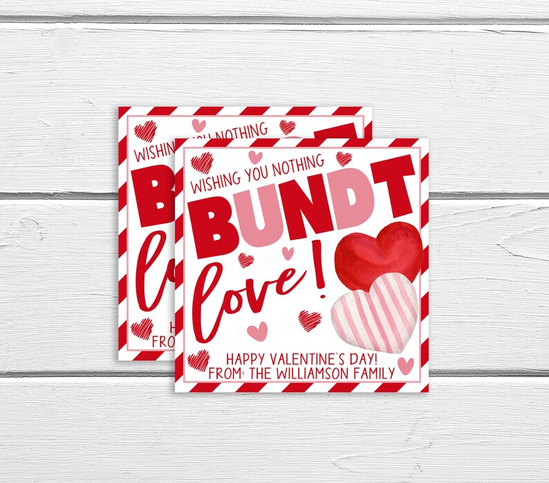 Valentine Bundt Cake Gift Tag, EDITABLE Cake Bundt Gift Tag, Valentine ...