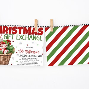Christmas Gift Exchange Invitation, Xmas Gift Swap Invite, White ...