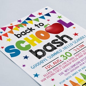 Back to School Party Invitation, Back to School Bash Invite, Preschool ...