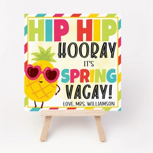 Hip Hip Hooray Spring Vacay, Teacher Gift Thank You Tag Tropical Beach ...