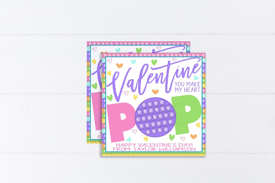 Valentine Pop Gift Tags, Editable Fidget Gift Tag, You Make My Heart ...
