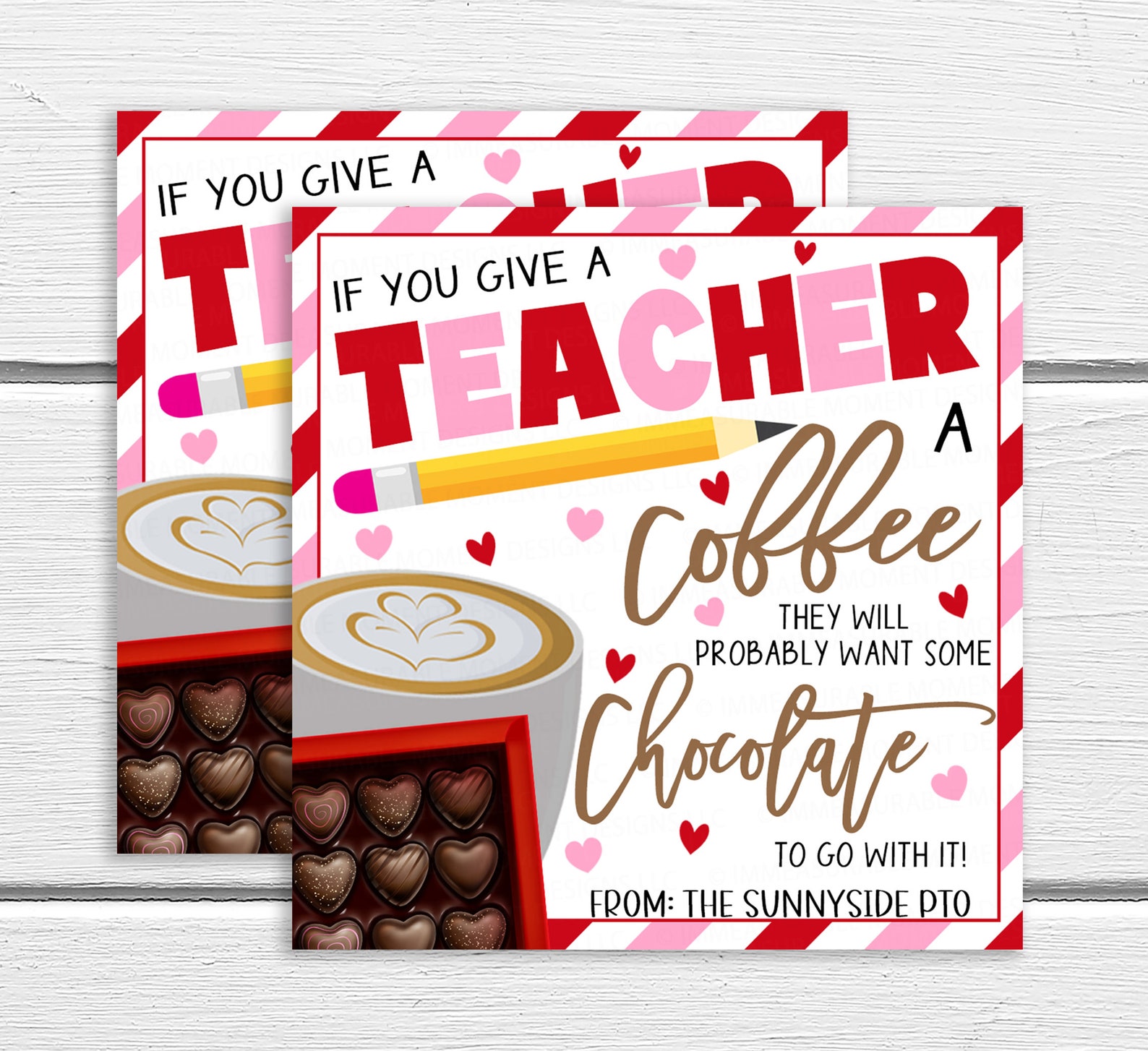 Valentine Teacher Appreciation Gift Tag, If You Give A Teacher Coffee ...