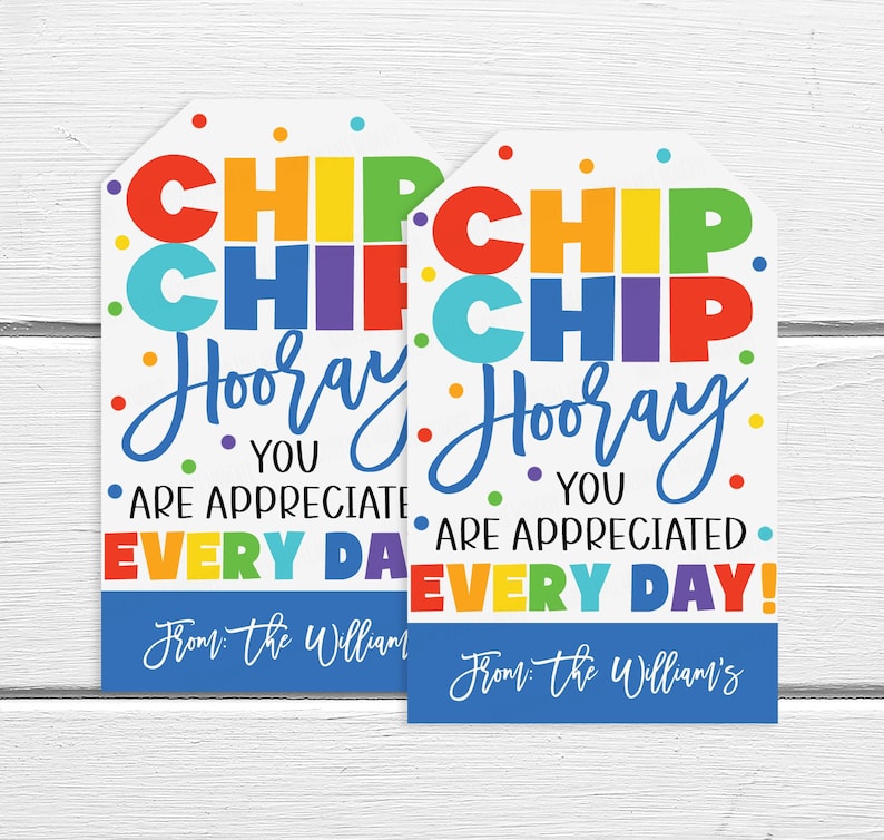 Chip Chip Hooray, Potato Chip or Cookie Appreciation Label, Volunteer ...