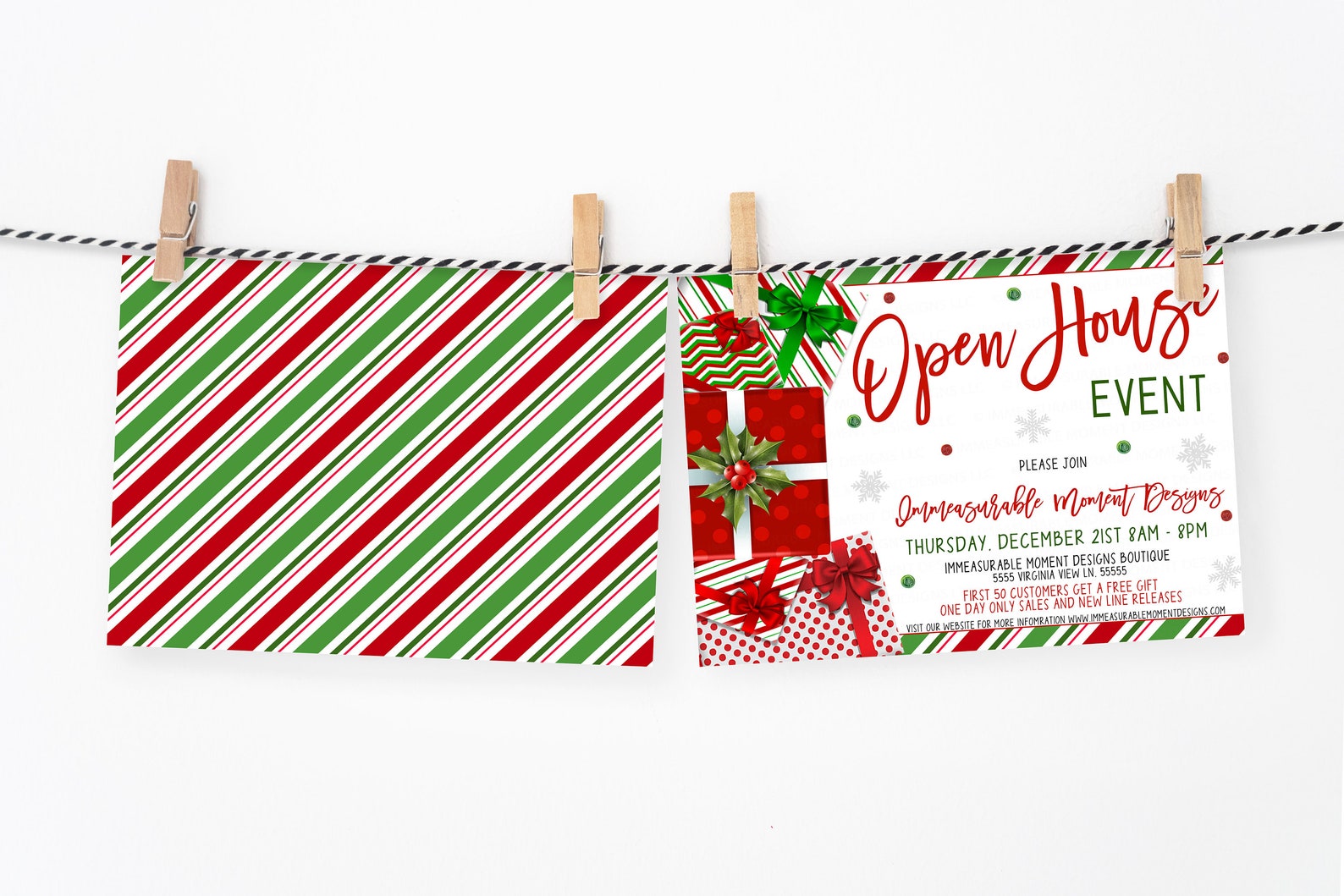 Editable Christmas Open House Invitation Holiday Shopping - Etsy