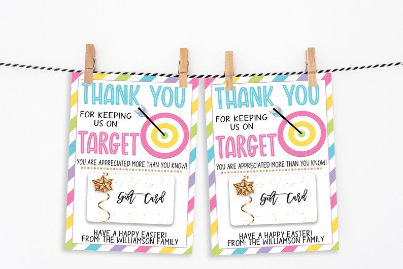 Easter Thank You Gift Card Holder, Editable Printable, Thank You Target ...