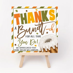 Fall Bundt Cake Gift Tag, Thanks A Bundt-ch for All You Do ...