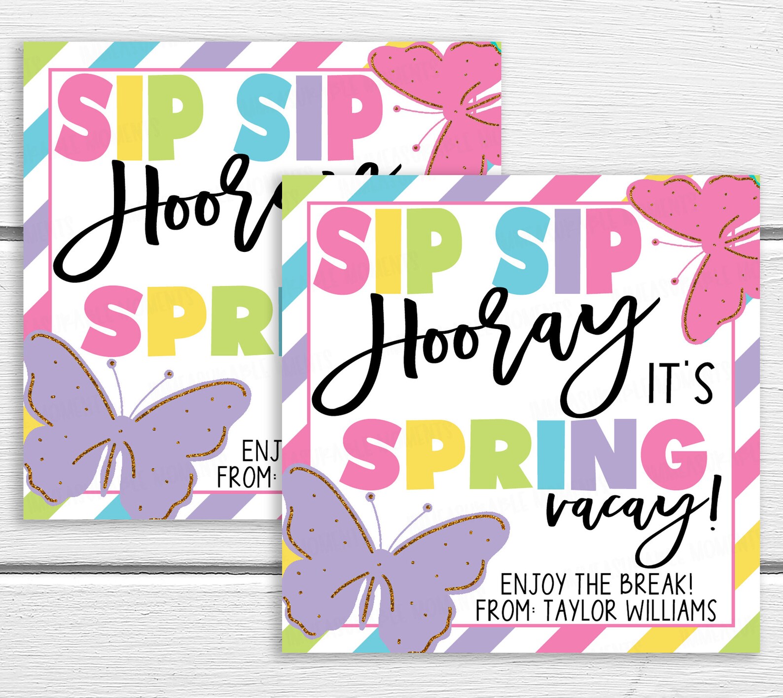 Sip Sip Hooray Spring Vacay Teacher Gift Thank You Tag - Etsy