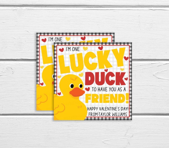 Rubber Duck Gift Tag, Editable Valentine Daycare Preschool School Early ...