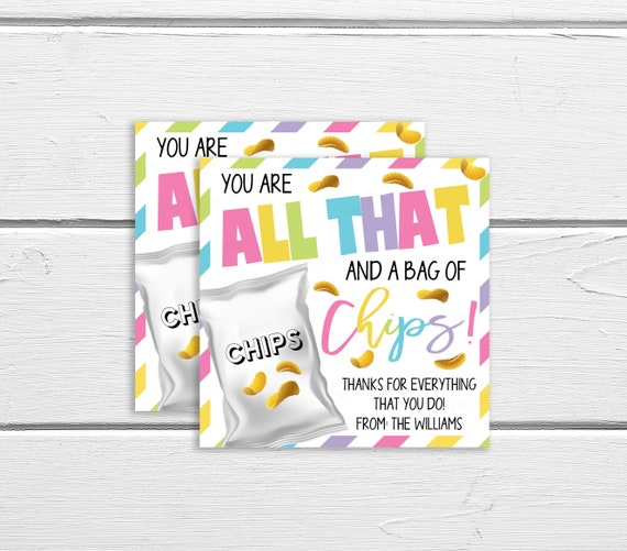 Easter Chips Gift Tags, Chip Appreciation Label, Editable You Are All ...