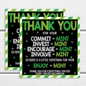 Thank You Mint Tags, Volunteer School Staff Employee Teacher ...