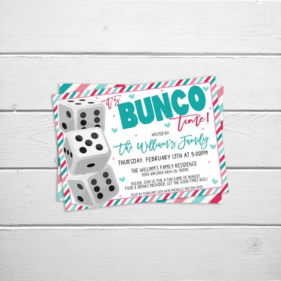 Valentine Bunco Invitation Flyer, Editable Bunco Night Dice Party ...
