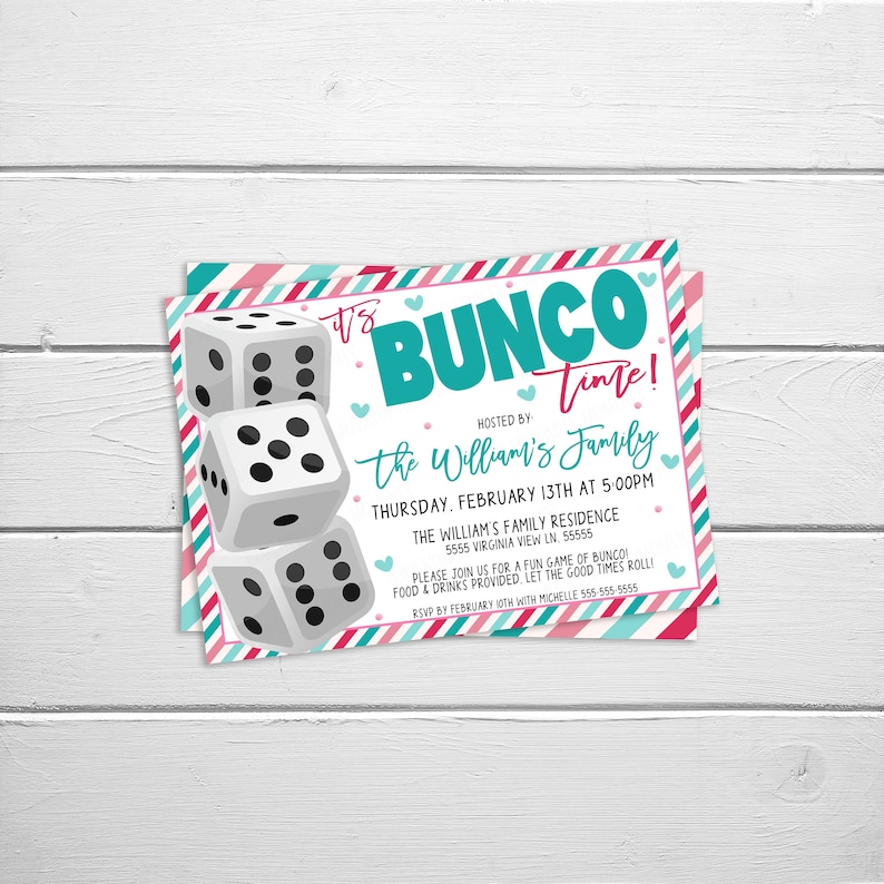 Valentine Bunco Invitation Flyer Editable Bunco Night Dice - Etsy