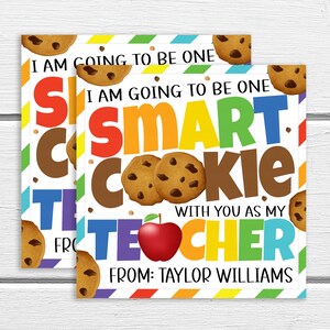 Back to School Teacher Gift Tags, One Smart Cookie With You as My ...