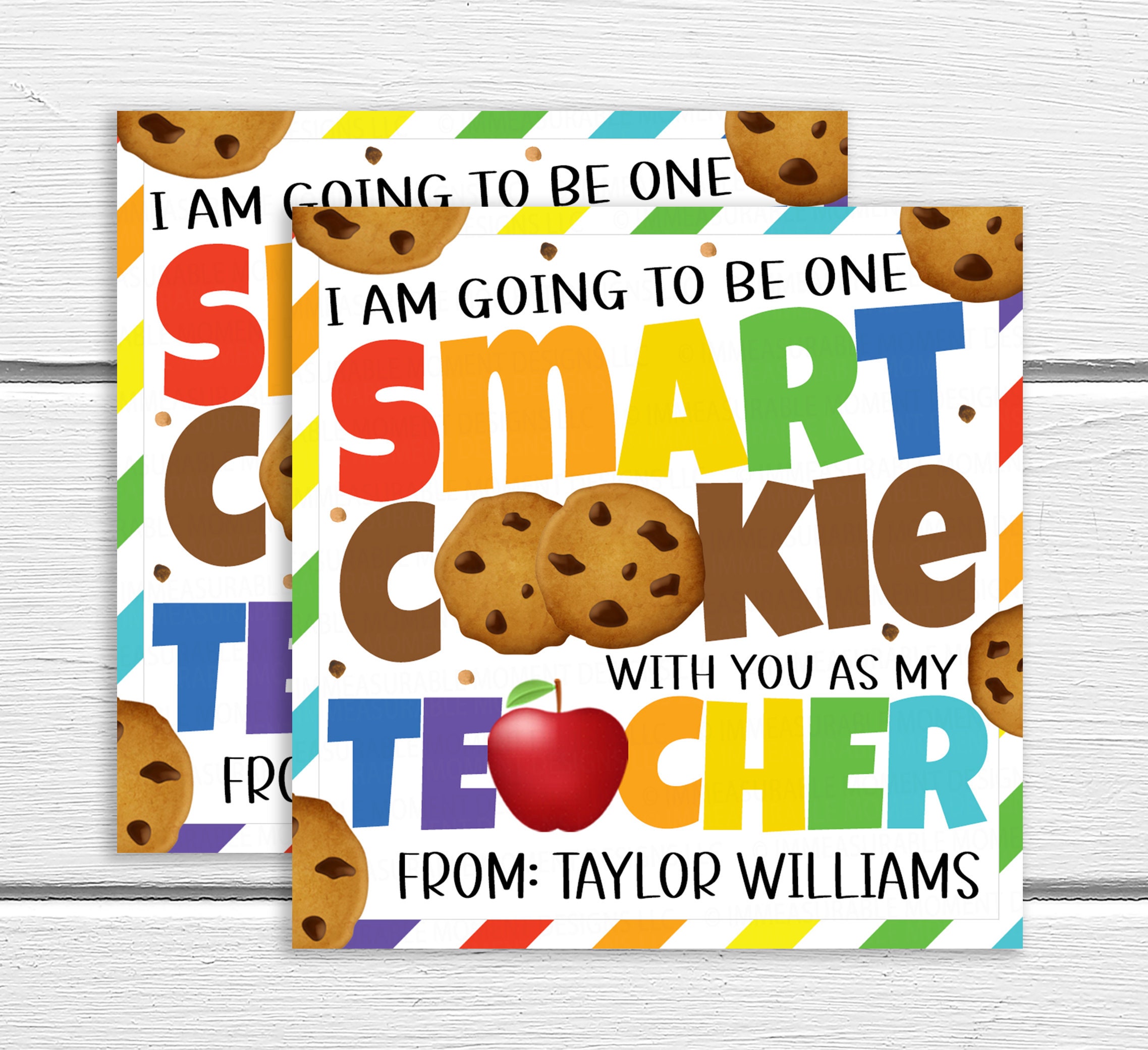 Back to School Teacher Gift Tags, One Smart Cookie With You as My ...
