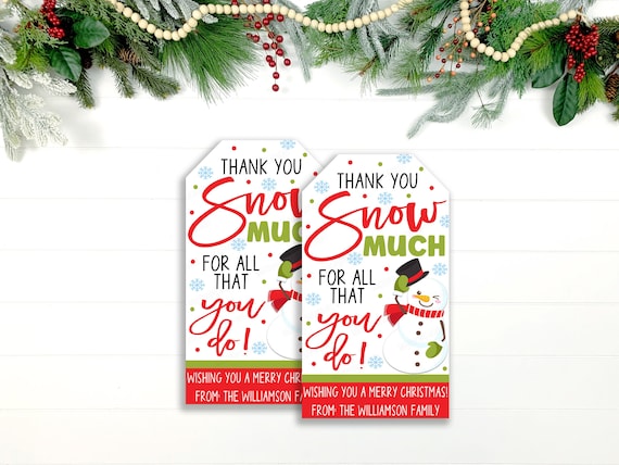 Christmas Appreciation Gift Tag, Editable Holiday Employee Teacher ...