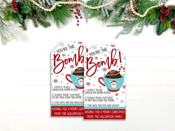 Christmas Hot Cocoa Bomb Tag, Editable Hot Chocolate Bomb Tag, Holiday ...
