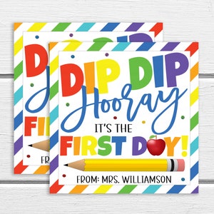 Back to School Gift Tag, Dip Dip Hooray, Fun Candy Gift Tag, First Day ...