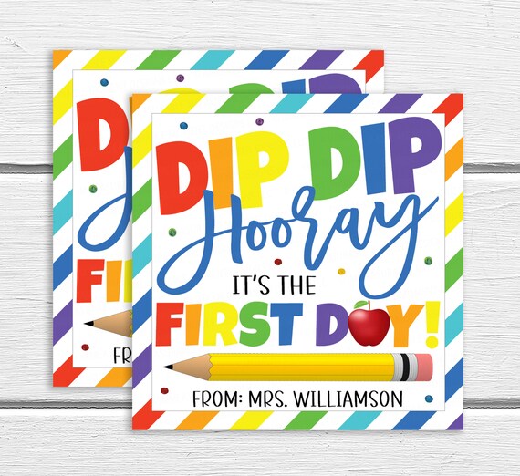 Back To School Gift Tag, Dip Dip Hooray, Fun Candy Gift Tag, First Day ...