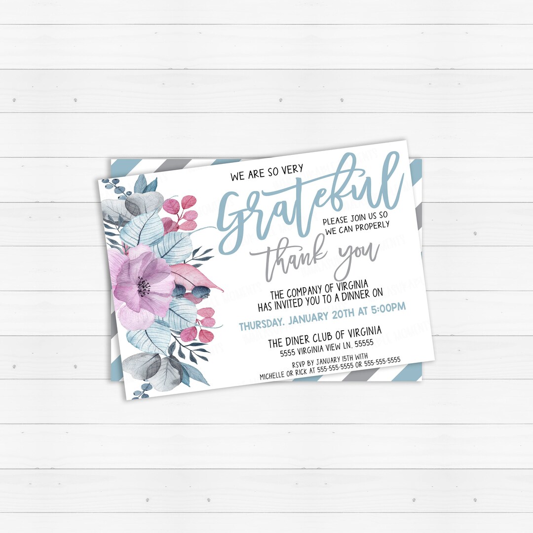 Appreciation Dinner Lunch Invitation, Editable Grateful Staff Employee ...