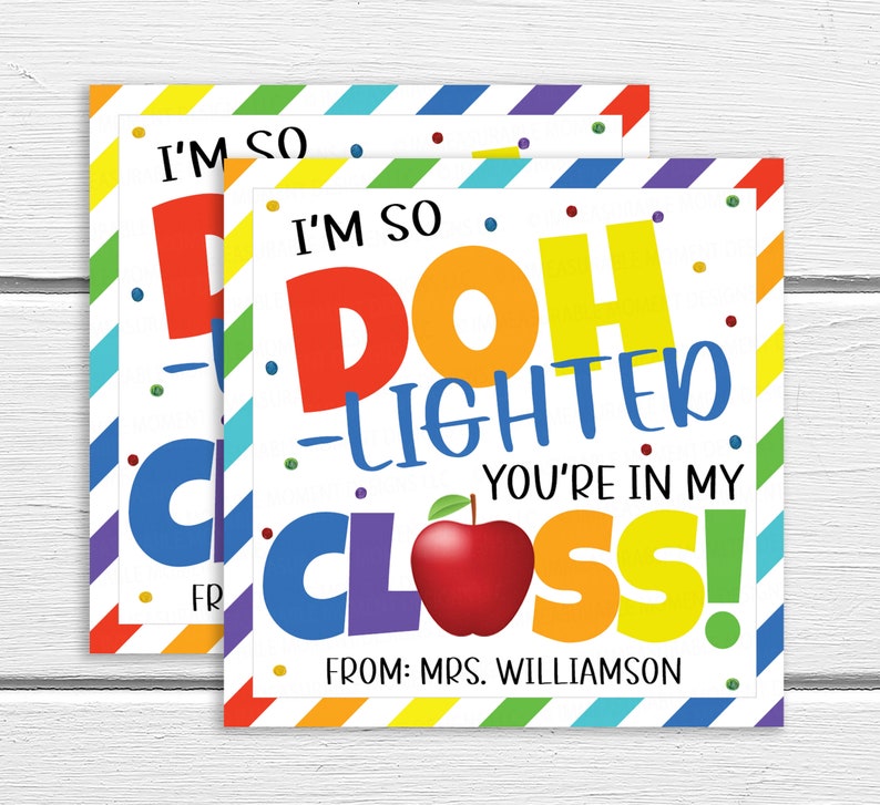Play Dough Gift Tags Doh-lighted You're in My Class - Etsy