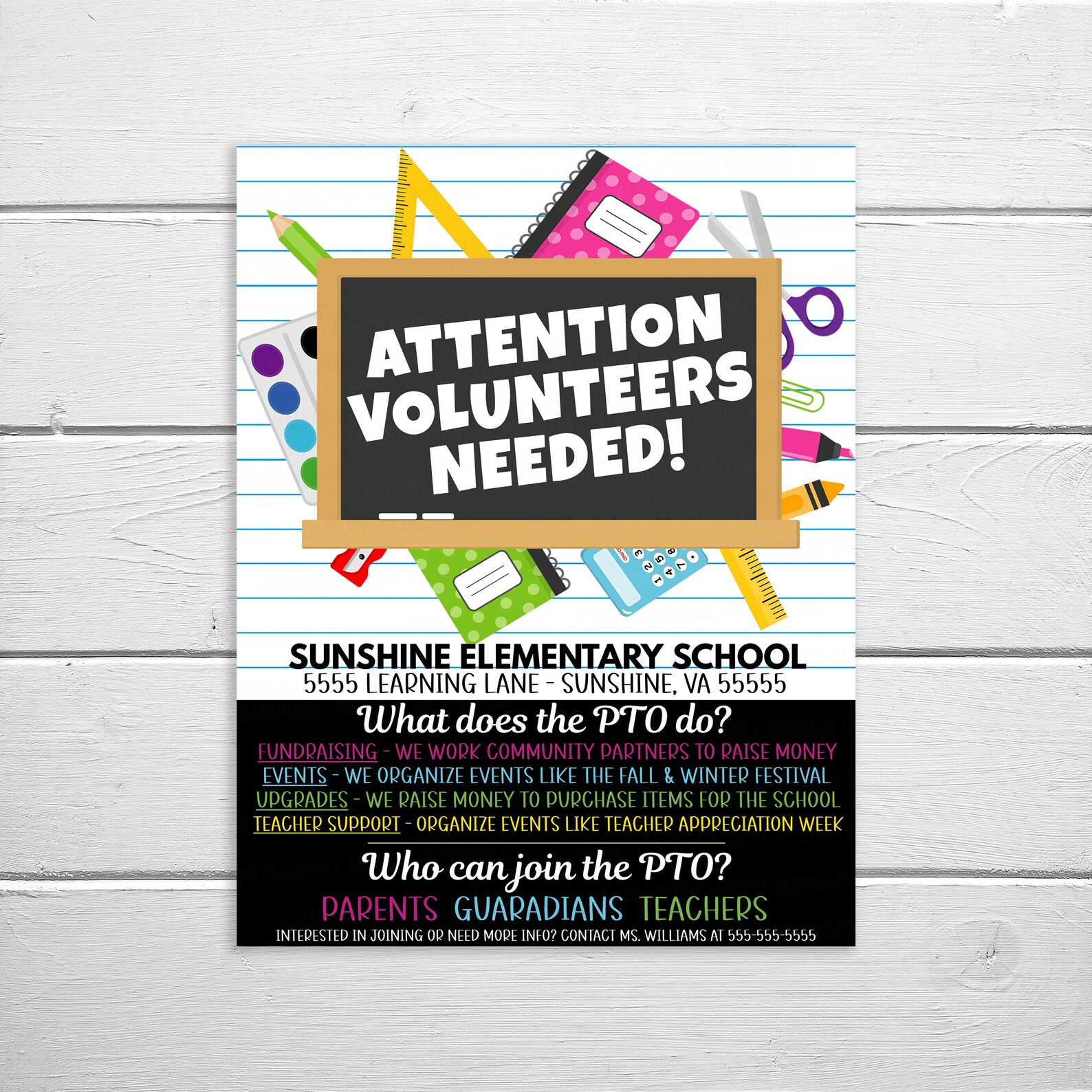 PTO PTA Flyer, Editable Printable Volunteers Needed, Informational Form ...