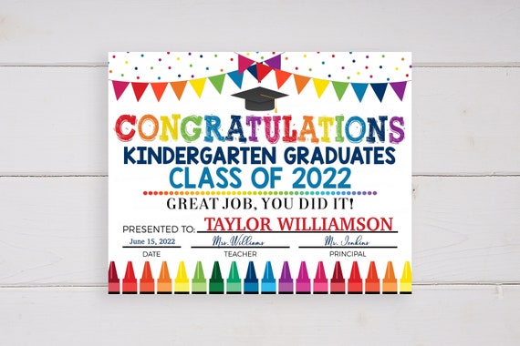 Graduation Certificate Editable Any Grade Diploma Kindergarten ...