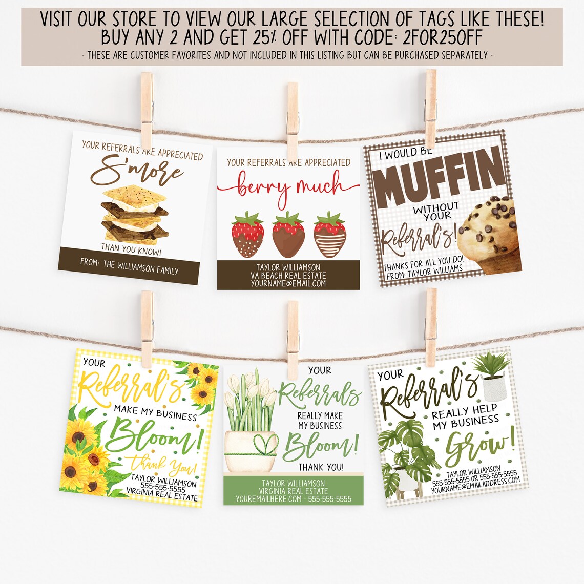 Spring Pop-by Tags Referral's Make My Business Bloom - Etsy