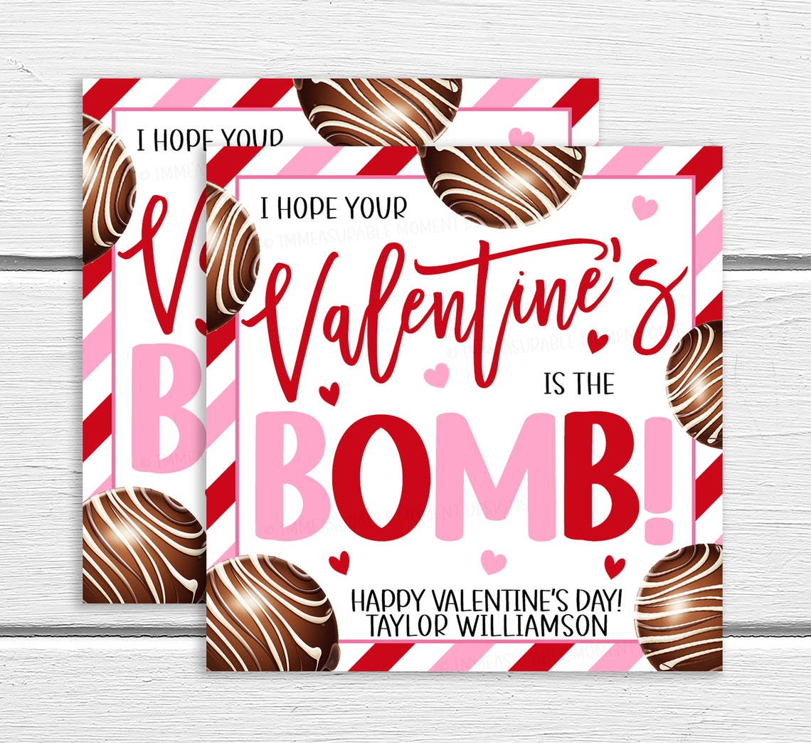 Valentine's Hot Cocoa Bomb Gift Tags, You're the Bomb, Hot Chocolate ...