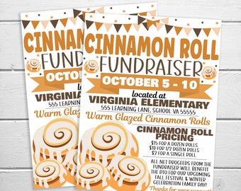 Cinnamon Roll Fundraiser Flyer, Cinnamon Buns Editable Printable School ...