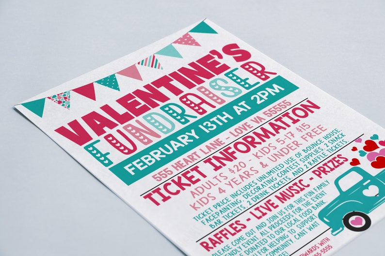 Valentine's Day Fundraiser Flyer, Editable Valentine Church School ...