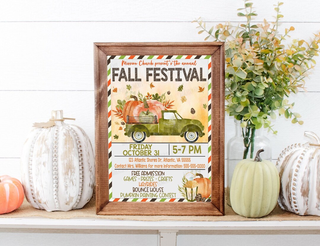 EDITABLE Fall Festival Flyer Invitation, Kids Fall Event, Community ...