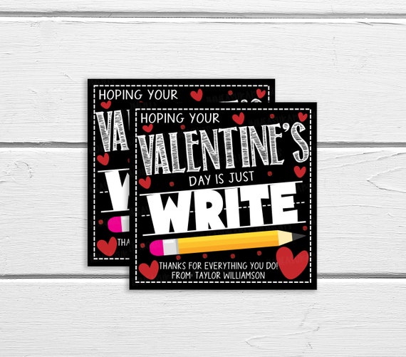 Valentine's Day Pencil Gift Tags, Editable Pencil Pen Marker Tag ...