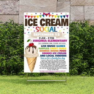 Ice Cream Social Fundraiser Flyer, Editable Church School PTA PTO ...