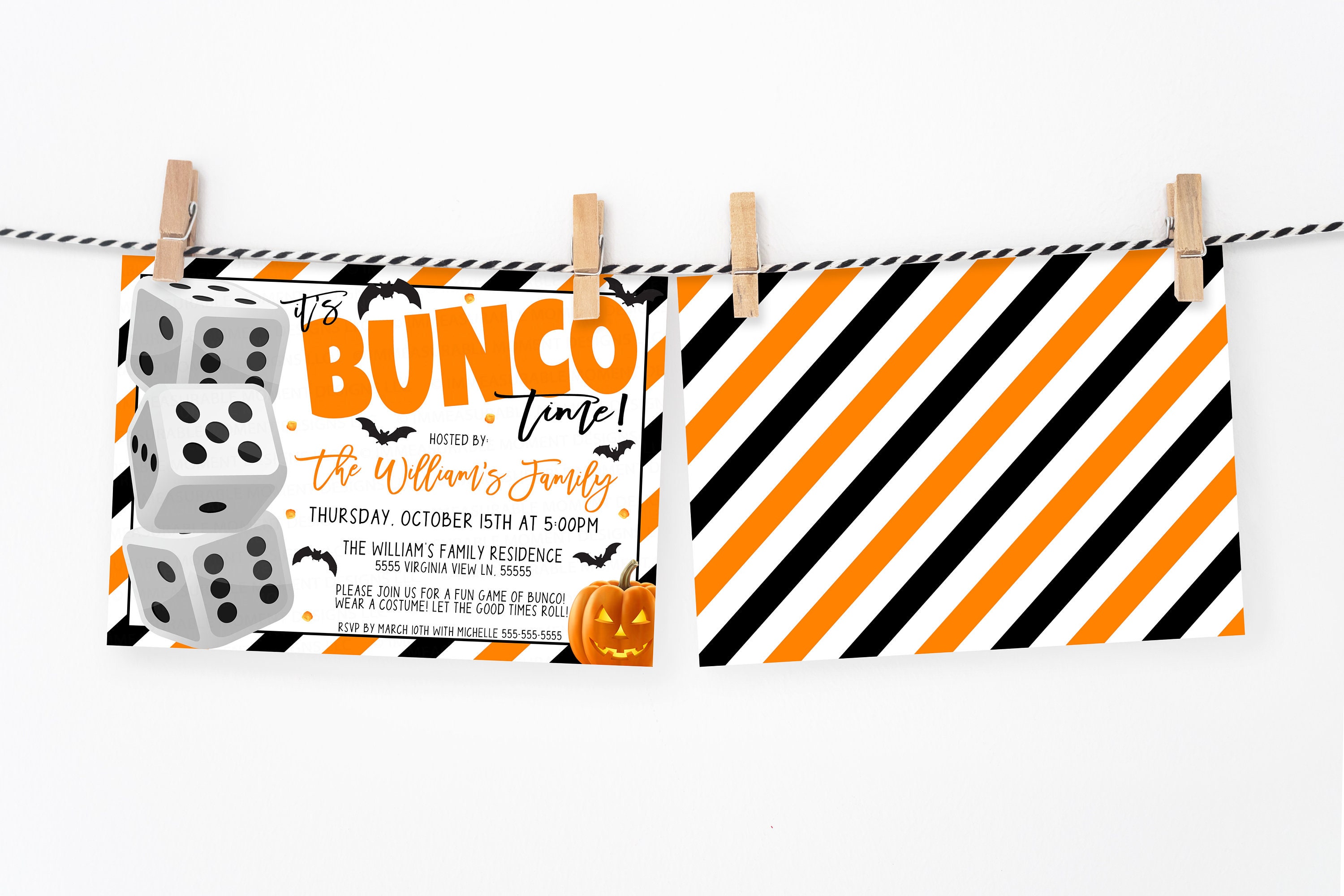 Halloween Bunco Night Invitation Flyer, Editable Fall Bunco Dice Party ...