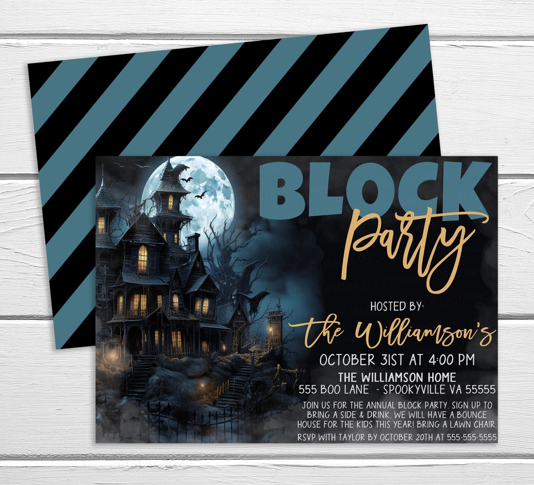 Halloween Block Party Invitation, Halloween Neighborhood Party Invite ...