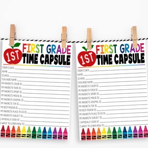 First Grade Time Capsule, 1st Grade Memory Sheet, School Questionnaire ...