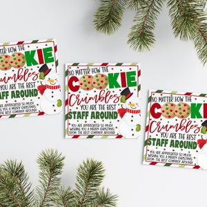 Christmas Cookie Thank You Gift Tag, Editable Employee Teacher Nurse ...