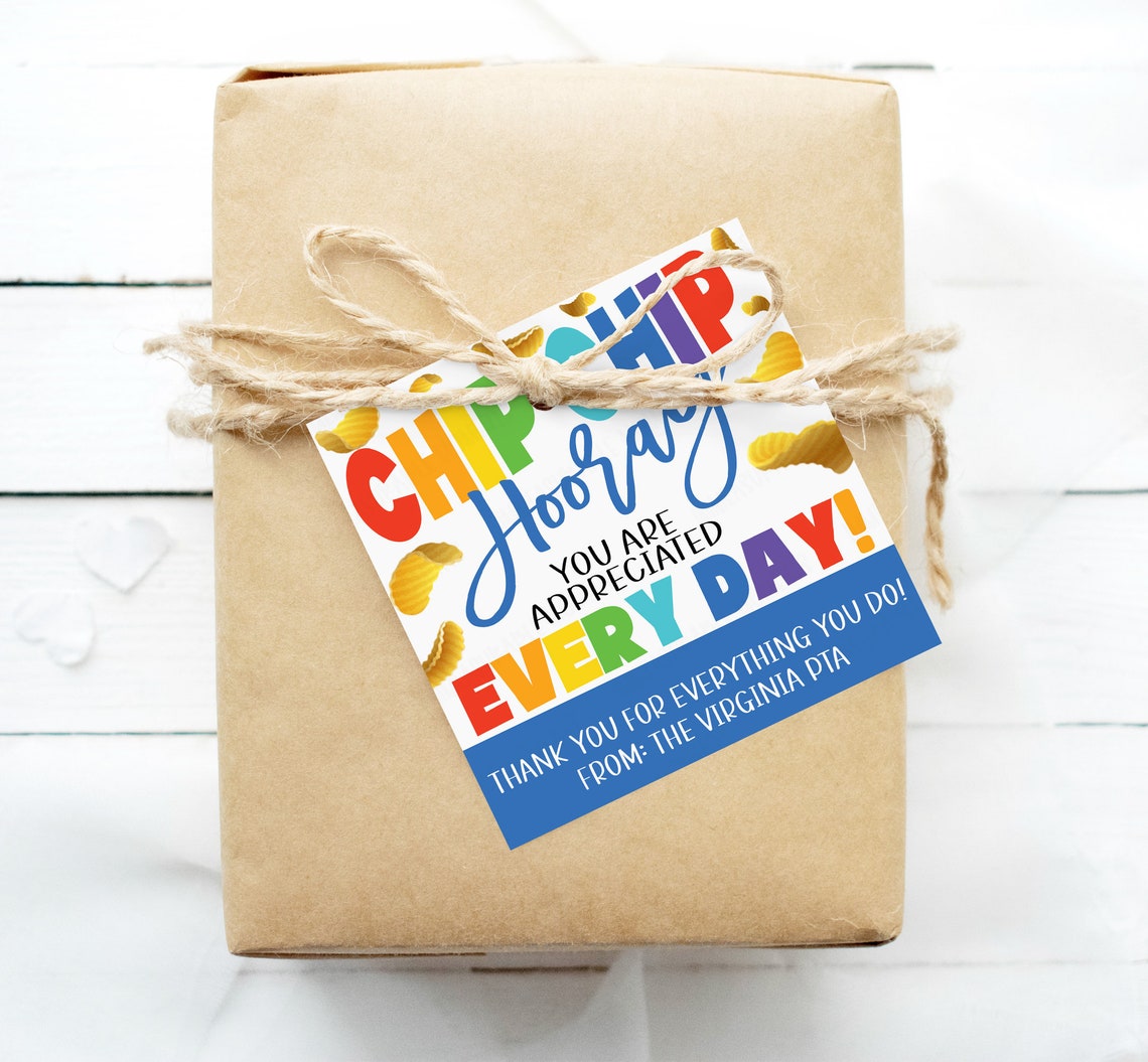 Chips Gift Tags, Chip Chip Hooray, Potato Chip Appreciation Label ...