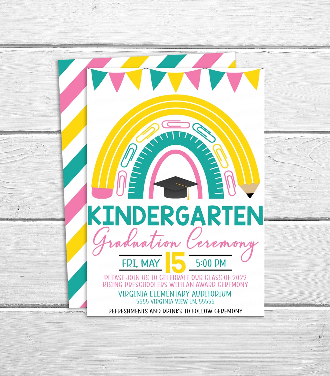 Editable Kindergarten Graduation Celebration Invitation, Prek Party ...