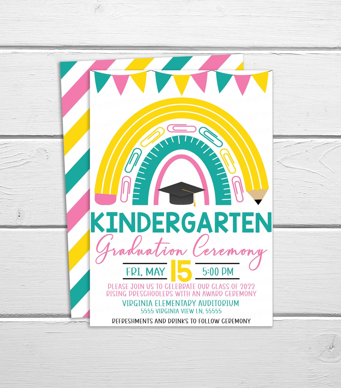 Editable Kindergarten Graduation Celebration Invitation Prek | Etsy
