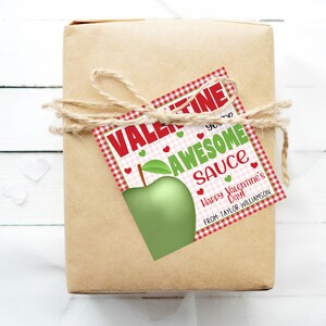 Valentine Applesauce Gift Tags, Editable Applesauce Pouch Label, You're ...