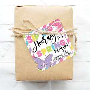 Sip Sip Hooray Spring Vacay, Teacher Gift Thank You Tag Tropical Beach ...