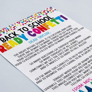 Editable Back to School Ready Confetti Printable, Night Before School ...