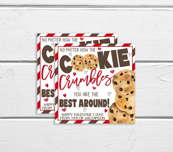 Valentine Cookie Gift Tags, Editable Appreciation Cookie Crumbles ...