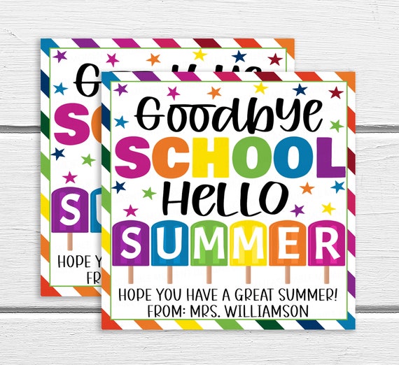 Goodbye School Hello Summer Gift Tags, Popsicle Ice Cream Theme ...
