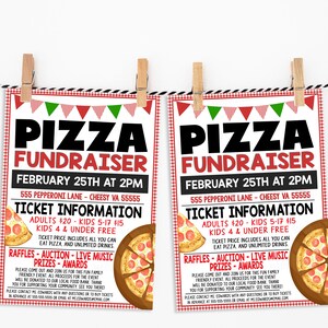 Pizza Fundraiser Flyer, Editable Church School Business Fundraiser, PTO ...