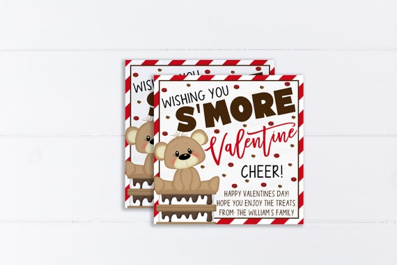 Valentine S'more Gift Tag, Editable Employee Teacher Nurse Office Staff ...